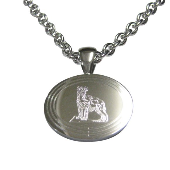 Kiola Designs | Jewelry | Silver Toned Etched Oval Hyena Pendant ...